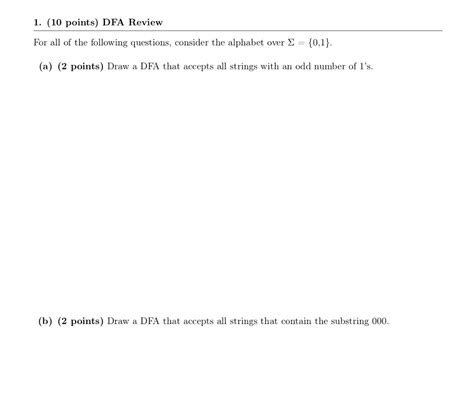 Solved Points DFA Review For All Of The Following Chegg Com