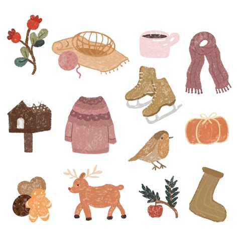 귀여운 겨울 휴가 스티커 겨울 스티커 겨울 세트 겨울 Png 일러스트 및 Psd 이미지 무료 다운로드 Pngtree