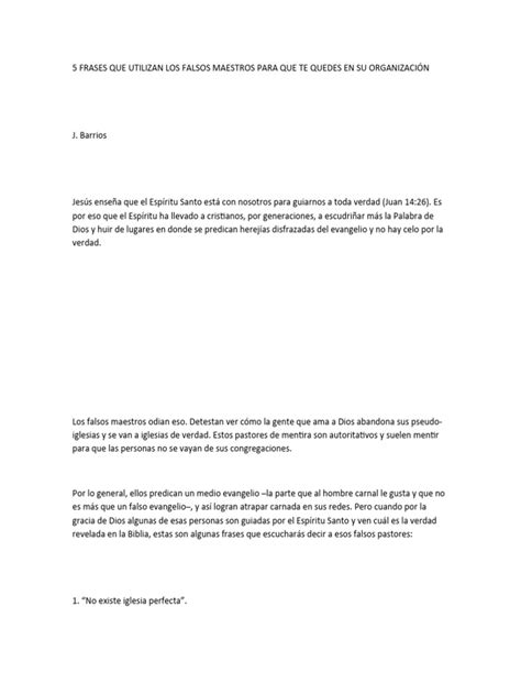 5 Frases De Los Falsos Profetas Pdf Iglesia Cristiana Biblia