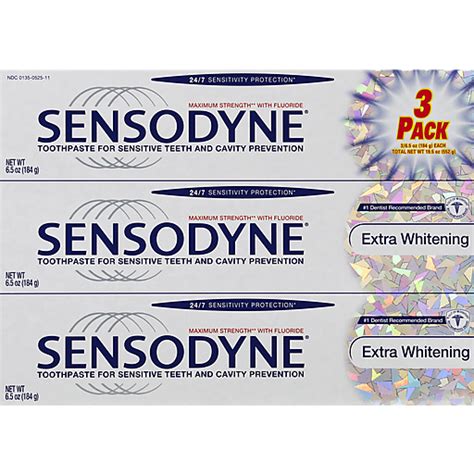 Sensodyne Toothpaste Maximum Strength With Fluoride Extra Whitening 3 Pack 3 Ea Oral Care