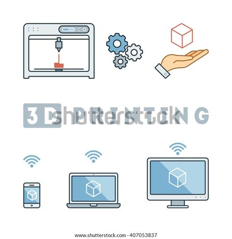 Flowchart 3d Printing Process Linearflatgraphic Styleconcept Stock Vector Royalty Free 407053837