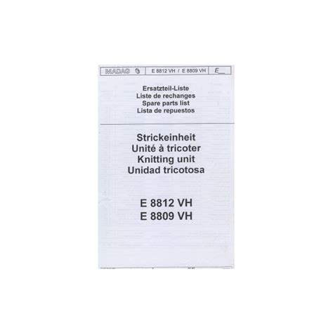 Passap E8000 Knitbedsandlocks Parts Manaul