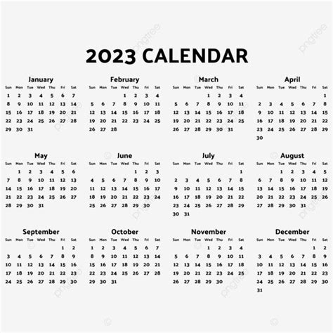 2023 Calendar Black And White Design