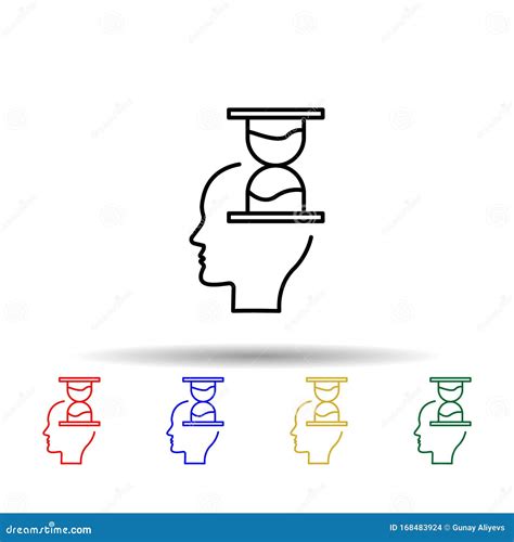 Hourglass Brain Multi Color Style Icon Simple Thin Line Outline Vector Of Creative Thinking