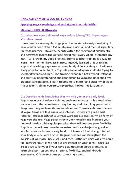 Final Assignments Pdf Meditation Yoga