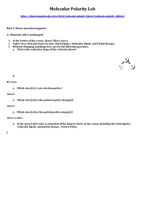 Molecular Polarity Lab Molecular Polarity Lab Studocu