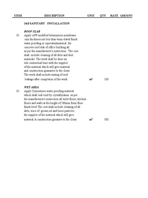 Shambu Staff Apartment Boq Pdf Pipe Fluid Conveyance Concrete