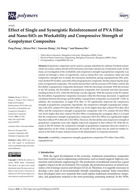 Pdf Effect Of Single And Synergistic Reinforcement Of Pva Fiber And