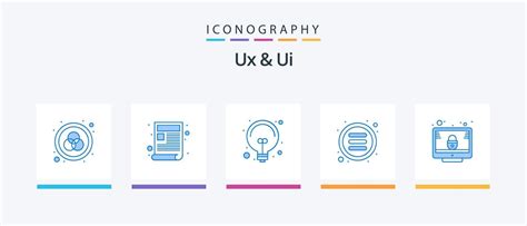 Ux And Ui Blue Icon Pack Including Portrait Options Bulb Menu List Creative Icons Design