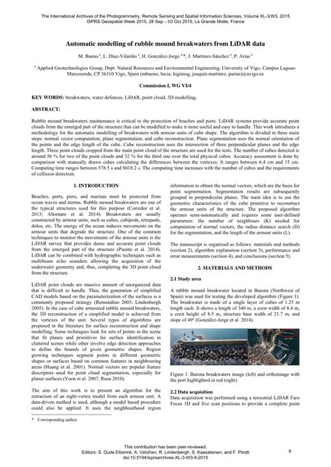 Pdf Automatic Modelling Of Rubble Mound Breakwaters From Lidar Data