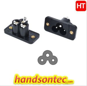 3 Pin IEC320 C6 Power Socket Panel Mount 2pcs Pack HandsOn Tech
