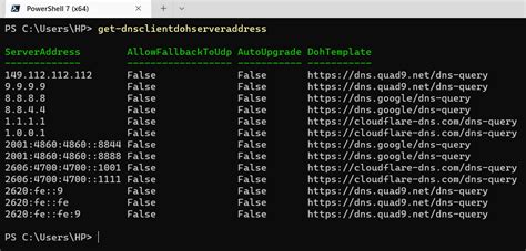 DoH DNS Servers Using Powershell