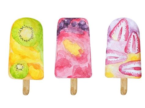 과일 아이스크림 수채화 예소나봄 네이버 Ogq마켓