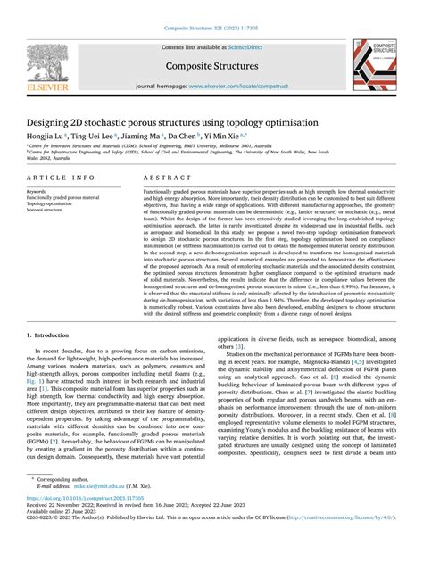 Pdf Designing 2d Stochastic Porous Structures Using Topology Optimisation