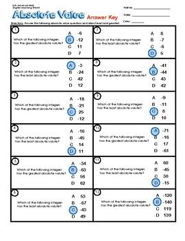 C Absolute Value Practice By Mr Alexander Teachers Pay Teachers