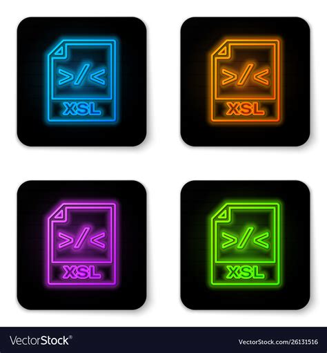 Glowing Neon Xsl File Document Icon Download Xsl Vector Image