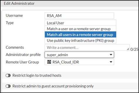 Fortigate Firewall Radius Configuration Using Admin Access Ui Rsa