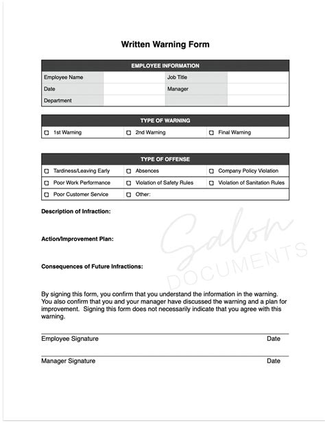 Employee Warning Form