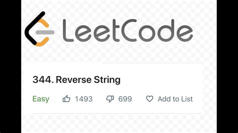 344 Reverse String Leetcode Youtube