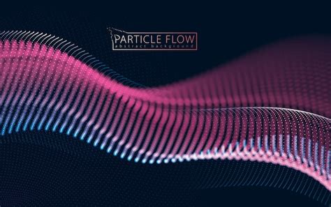 움직이는 입자의 디지털 파동 벡터 추상 어두운 배경입니다 빛나는 점의 메쉬 아름다운 삽화 프리미엄 벡터
