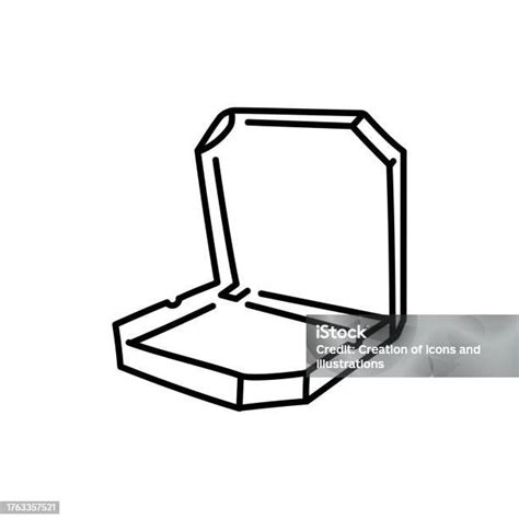 피자 상자 검은 선 아이콘입니다 테이크아웃 패스트푸드 용기 3차원 형태에 대한 스톡 벡터 아트 및 기타 이미지 3차원 형태 가방 개념 Istock