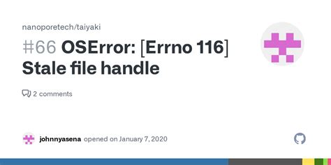 OSError Errno Stale File Handle Issue Nanoporetech Taiyaki GitHub