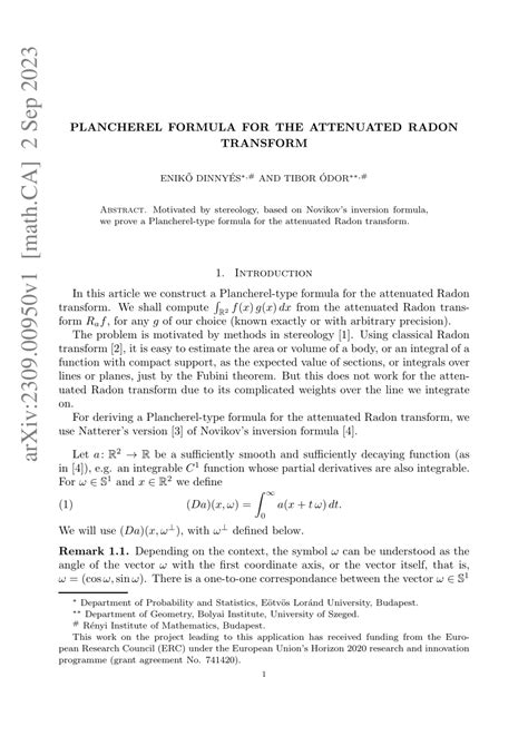 Pdf Plancherel Formula For The Attenuated Radon Transform