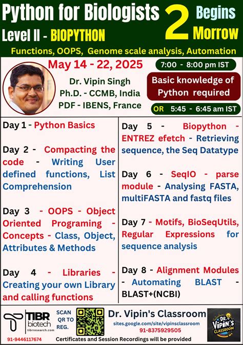Learn Python And Biopython For Genome Scale Analysis Dr Vipin Singh Posted On The Topic