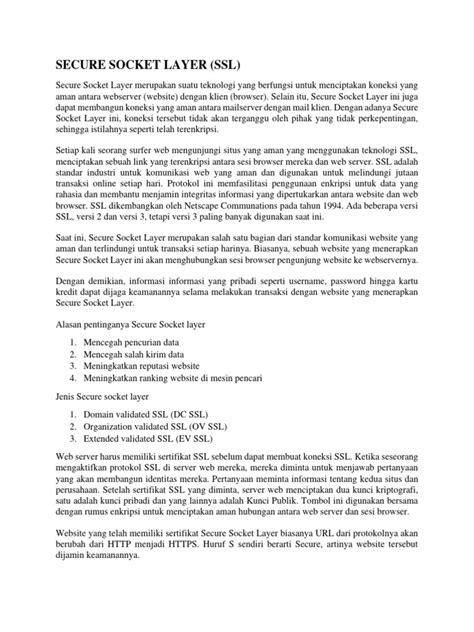 Secure Socket Layer Pdf Komputer