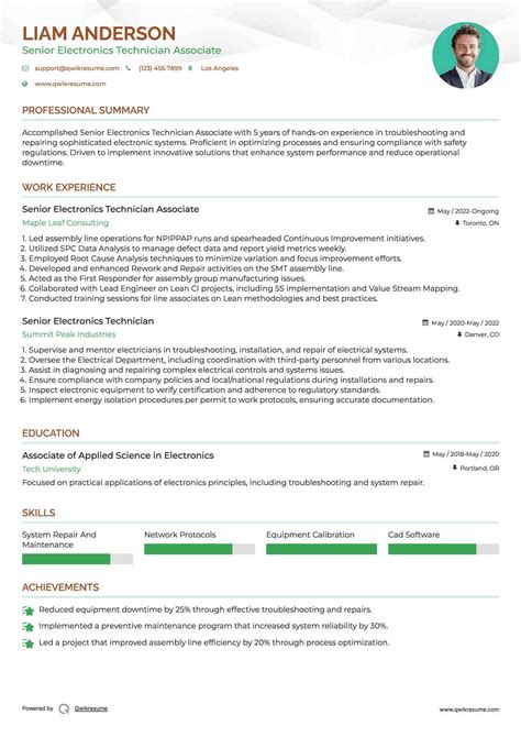 10 Senior Electronics Technician Resume Samples And Templates For 2025