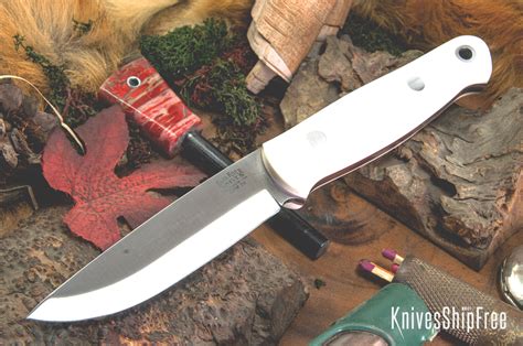 Bark River Knives Bushcrafter Ii Cpm 3v White Linen Micarta Red