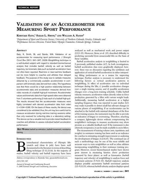 Pdf Validation Of An Accelerometer For Measuring Sport Performance