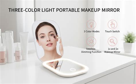 Rechargeable Compact Mirror With Light Led Pocket Mirror 1x 2x