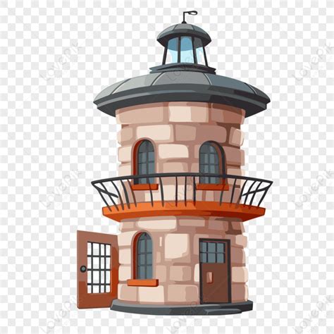흰색에 고립 된 만화 스타일의 감옥 클립 아트 만화 등대 벡터최종굴뚝 Png 일러스트 무료 다운로드 Lovepik