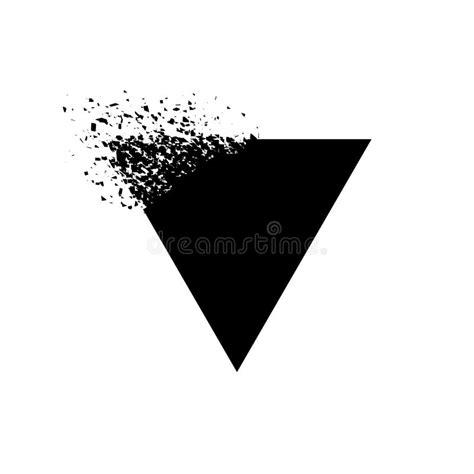 Abstract Disintegrating Black Triangle On White Background Stock