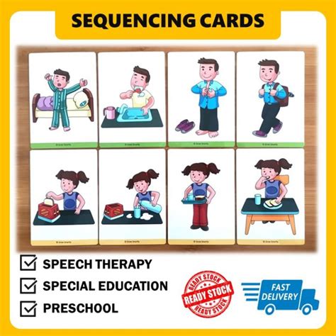 Sequencing Cards 4 Step 5 Step Speech Therapy Speech Delay Story Cards