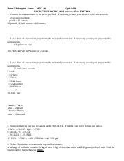 Unit Conversion Quiz Practice With Solutions Course Hero