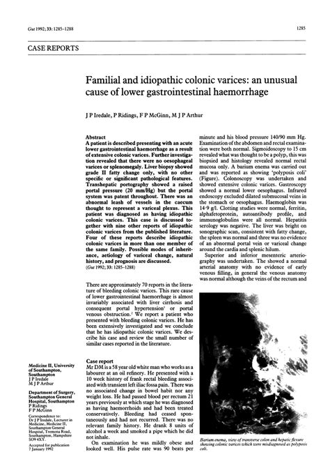 Familial And Idiopathic Colonic Varices An Unusual Cause Of Lower