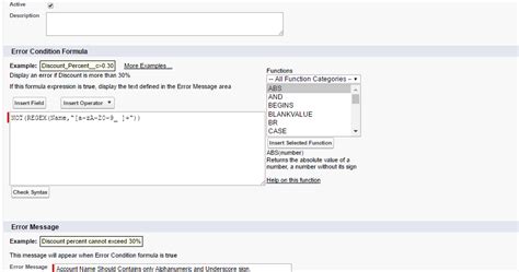 WhatASalesForce Using REGEX Function In Validation Rule