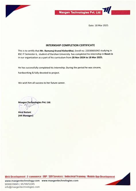 Reactjs Internship Webdevelopment Maxgentechnologies Careergrowth Krunal Ramanuj