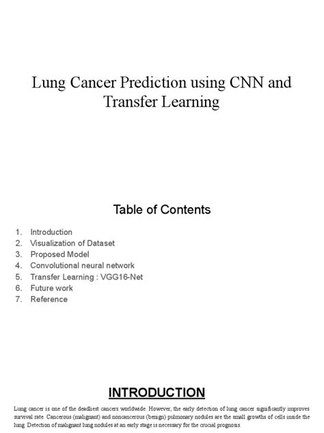 Lung Cancer Detection Using Transfer Learning Pdf