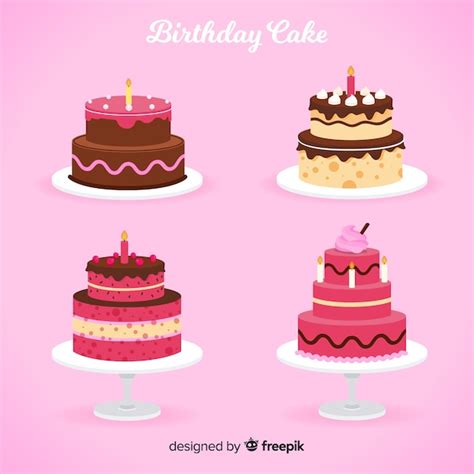 Коллекция торта ко дню рождения Бесплатно векторы