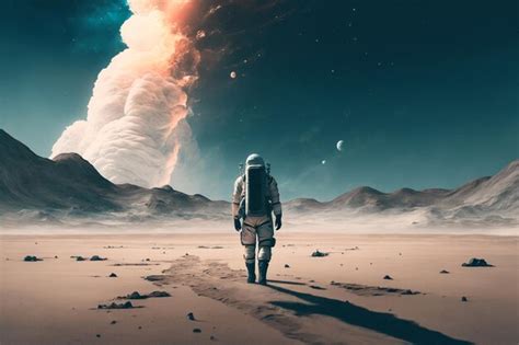 Premium Ai Image Generative Ai Astronaut Exploring Planet Watching Outer Space
