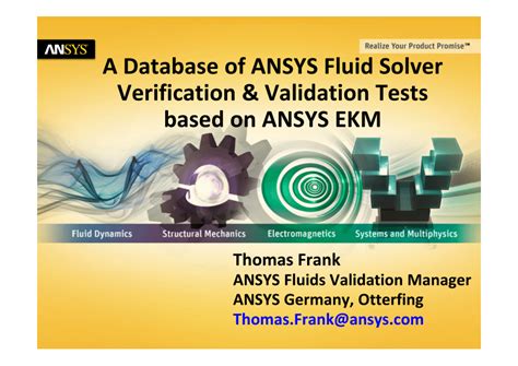 Pdf A Database Of Ansys Fluid Solver Verification And Validation Tests Based On Ansys Ekm