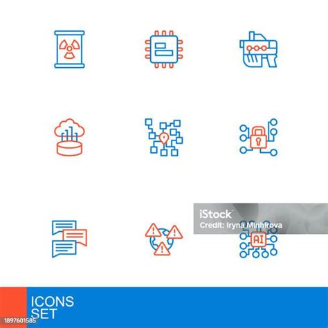 회선 설정 신경망 느낌표가 있는 지구 말풍선 채팅 사이버 보안 네트워크 클라우드 연결 미래형 무기 및 프로세서 Cpu 아이콘 벡터 Brand Name Online