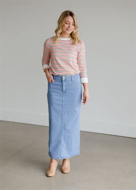 Double Button Straight Denim Skirt Inherit Co Denim Fashion Denim