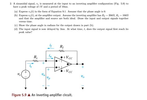Solved A Sinusoidal Signal V S Is Measured At The Input To Chegg