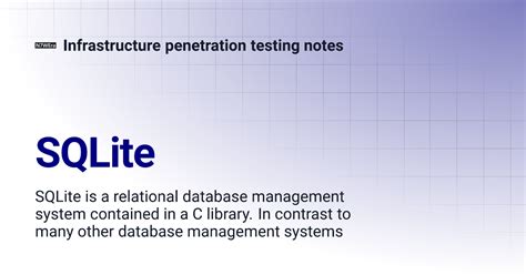 Sqlite Infrastructure Penetration Testing Notes