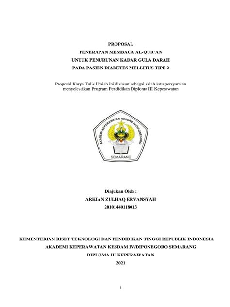 Proposal Kti Arkian Zulhaq 18013 Pdf