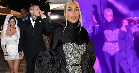 Kim Kardashian Dances In Sparkling Corset At Kourtney And Travis
